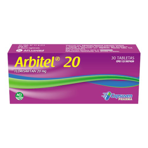 ARBITEL 20MG X 30 TAB (TELMISARTAN) (CAPSUVEN) – Farmapaz-Venezuela